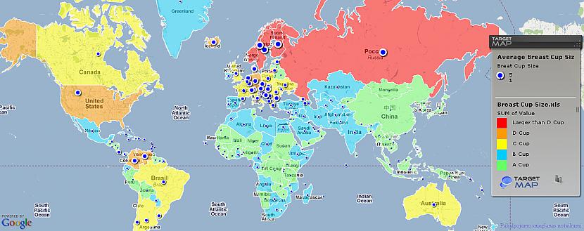 Izveidota pasaules sieviešu krūšu karte. - Spoki